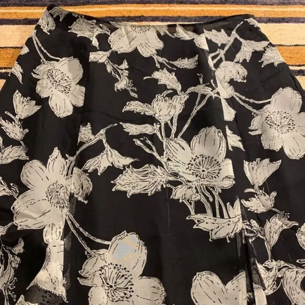 Charter Club | Skirts | Vintage Skirt Charter Club Silk Black Floral ...